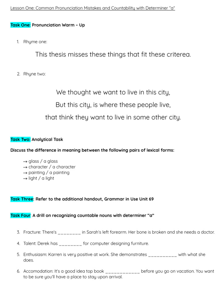 Lesson One Handout B2 | PDF