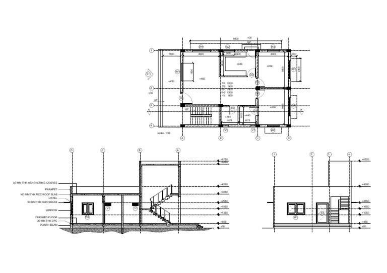Simple residence plan SECTION ELEVATION | PDF