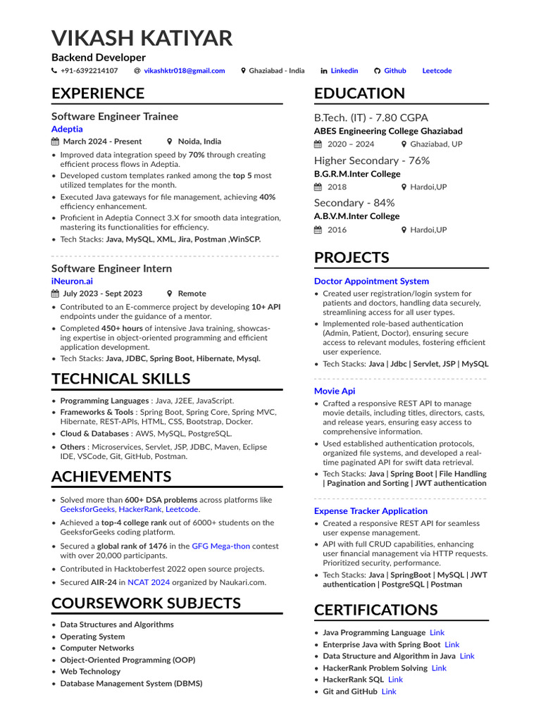Vikash Katiyar Resume | PDF | Java (Programming Language) | Spring ... Vikash Katiyar Resume | PDF | Java (Programming Language) | Spring ...