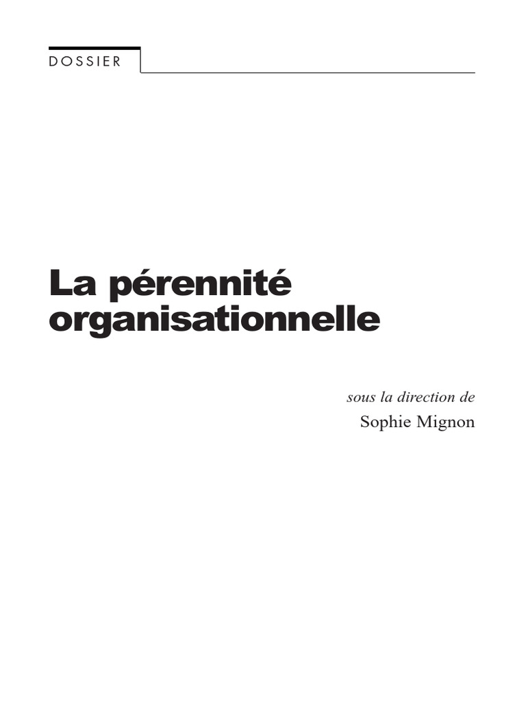 Pérennité organisationnelle : enjeux et défis | PDF | Actionnaire | Banques