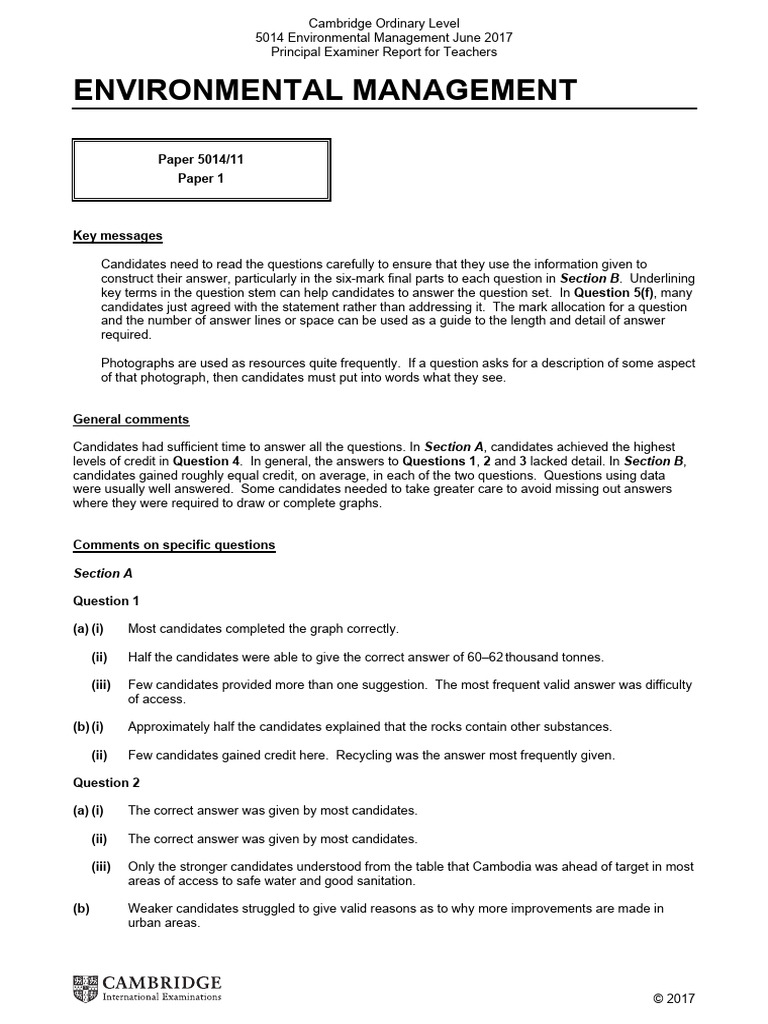 Environmental Management Paper 5014 11 Paper 1 PDF Environmental