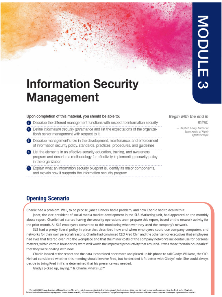Principles of Information Security 7E - Module 3 | PDF | Information Security | Password
