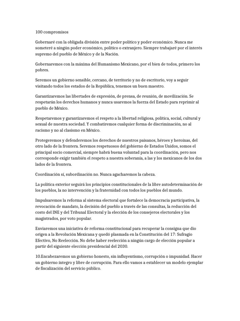 100 Compromisos Final Categorization | PDF | México | Judicaturas