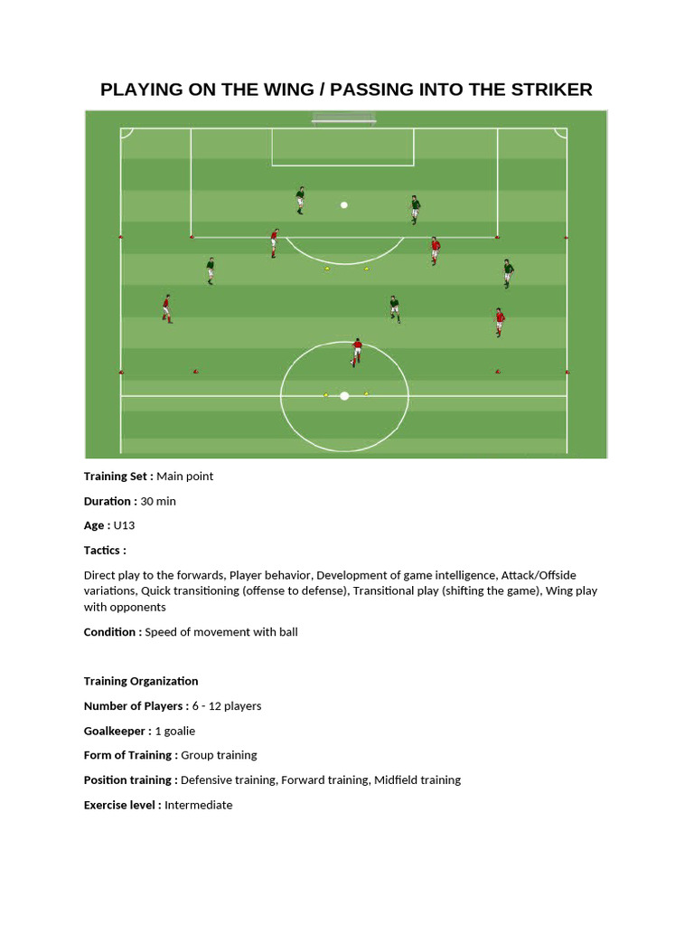 Playing On The Wing / Passing Into The Striker: Training Set: Duration: Age: Tactics | PDF