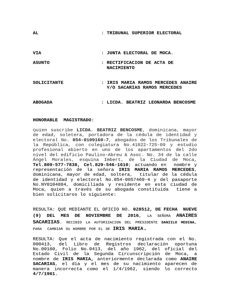 Rectificacion Buret | PDF | Documento de identidad | República Dominicana