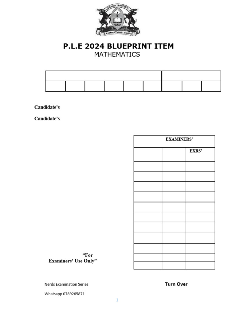 PLE 2024 Mathematics Exam Blueprint | PDF | Area | Elementary Geometry