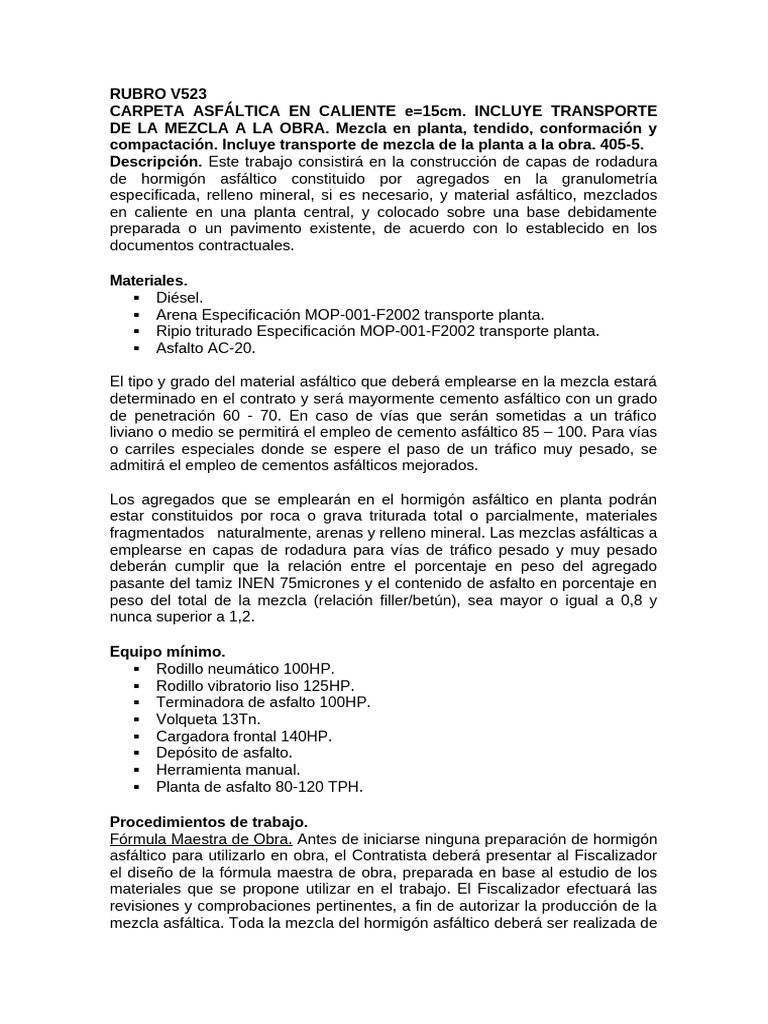 V 523 | PDF | Hormigón | Neumático