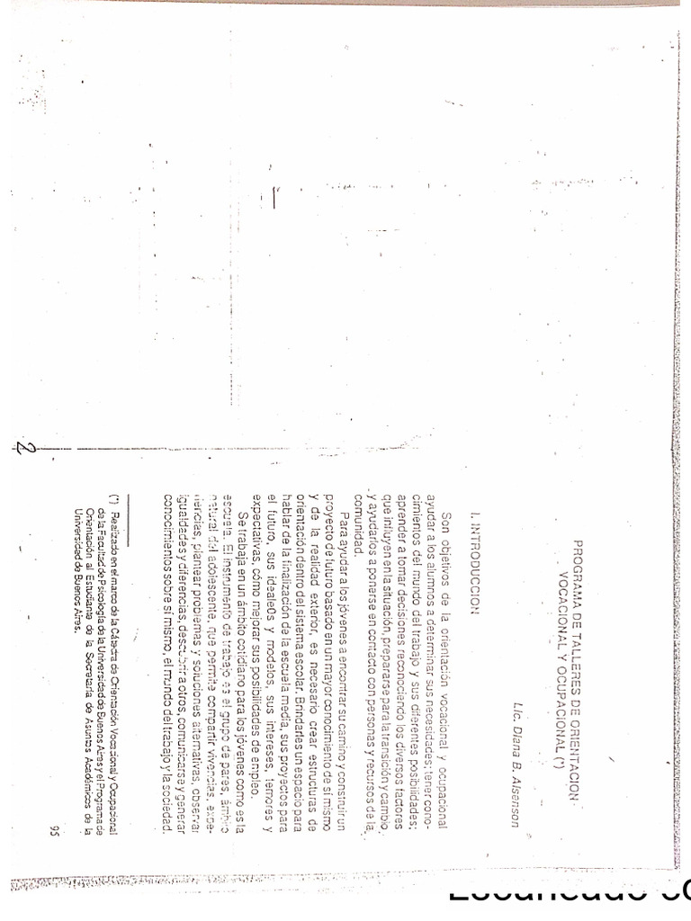 AISENSON. D. Programa de Talleres de Orientación Vocacional y Ocupacional | PDF