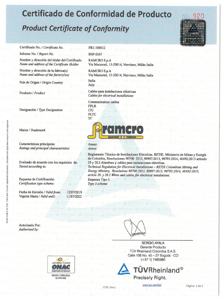 CConfCable - Ramcro Italy | PDF