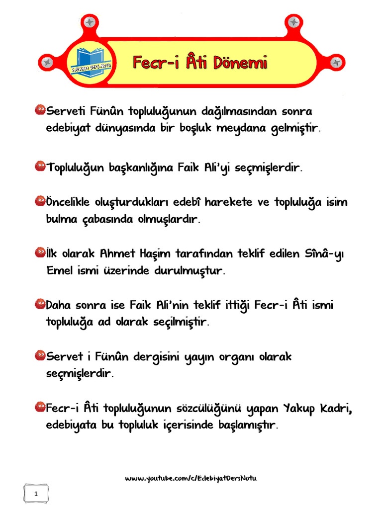 11.sinif Edebiyat Fecr I Ati Donemi Ders Notlari | PDF