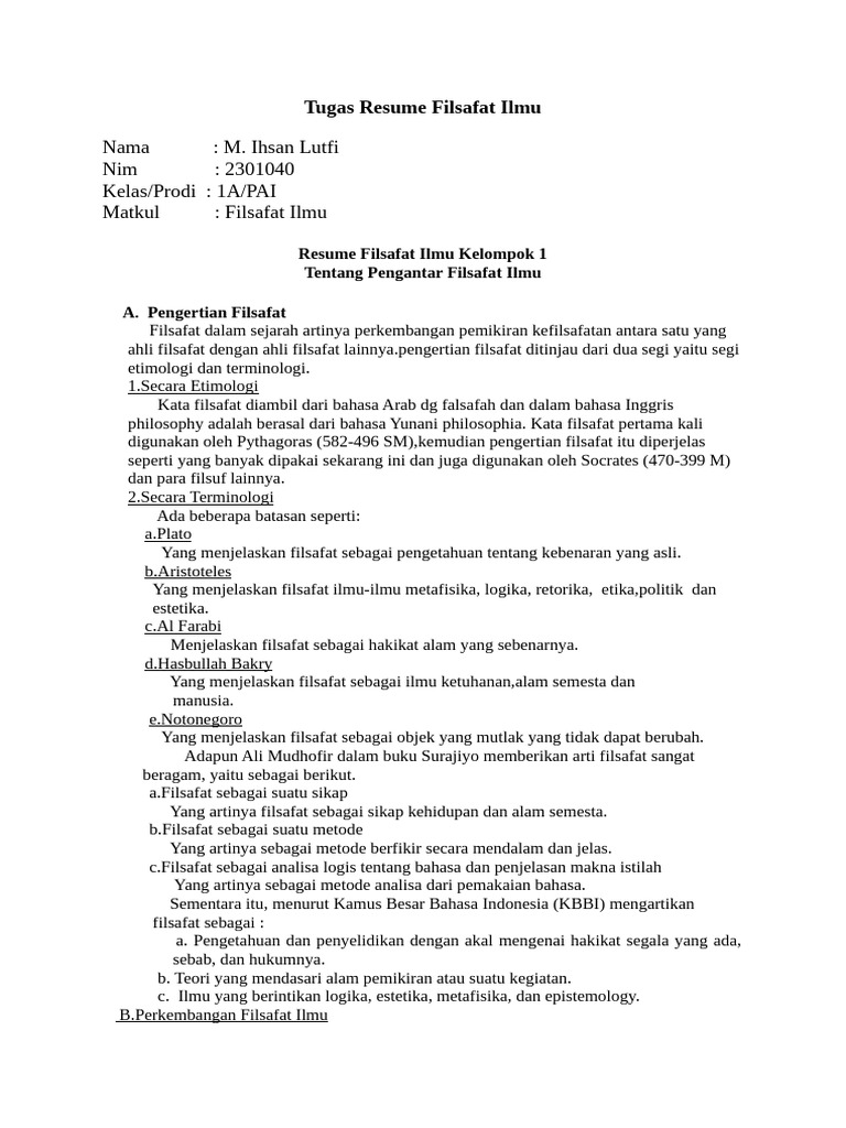 Resume Filsafat Ihsan | PDF