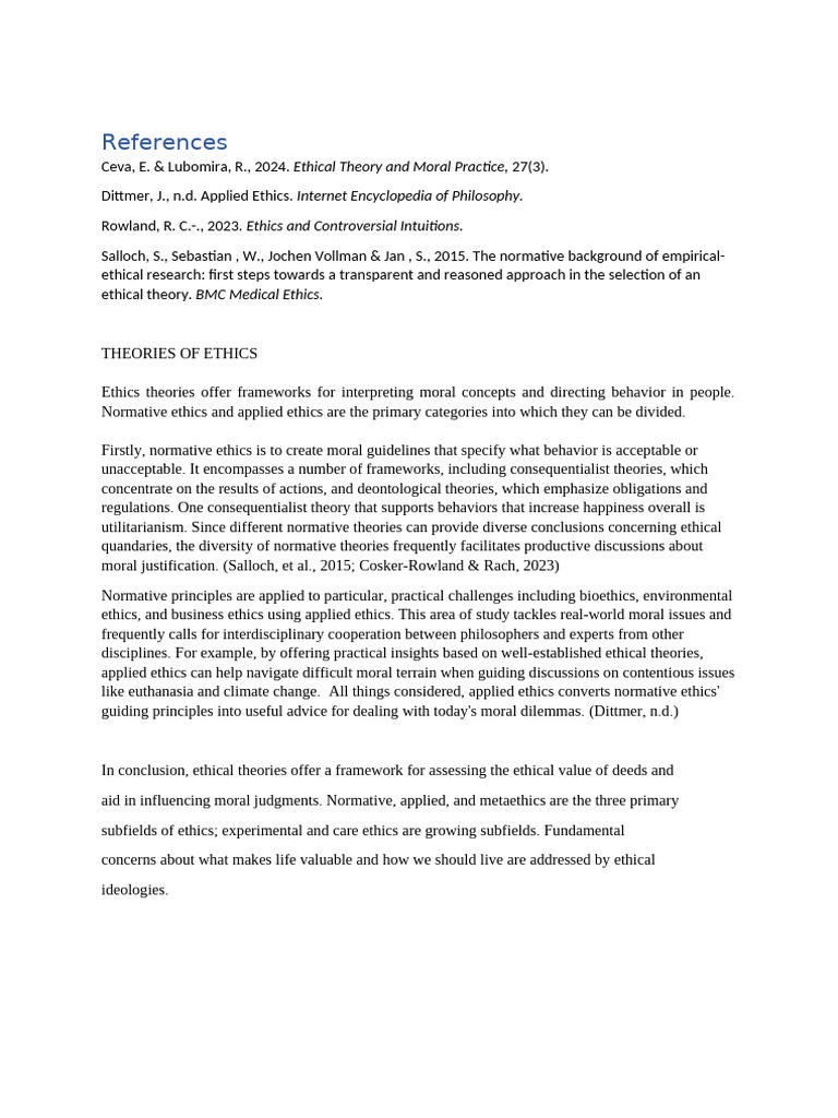 Ethical Theories Overview | PDF