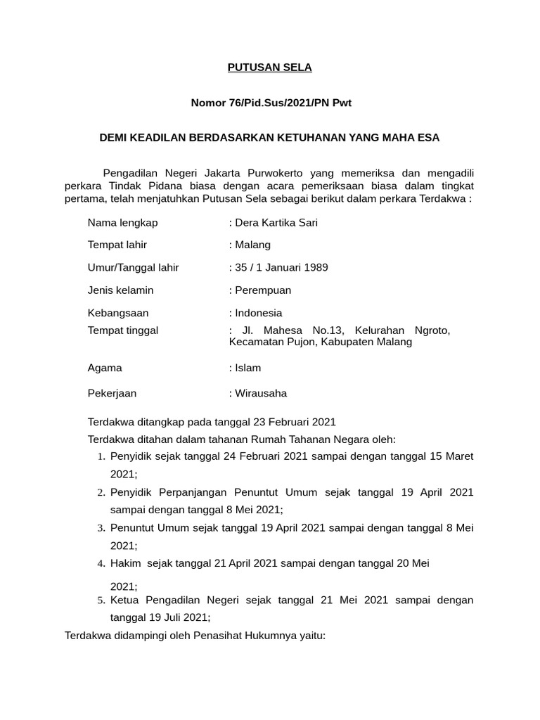 Putusan Sela | PDF | Politik | Hukum