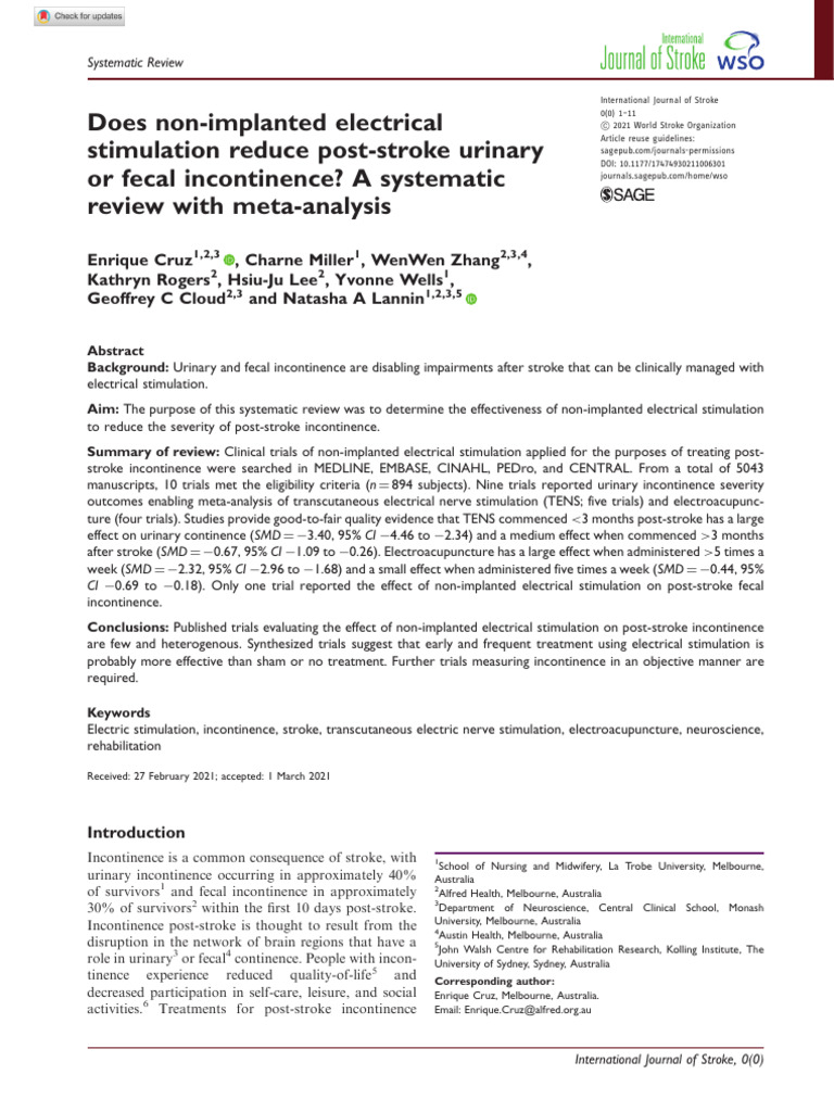 TENS e incontinencia | PDF | Urinary Incontinence | Systematic Review