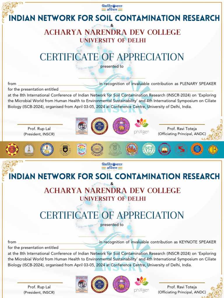 INSCR-2024 Conference Recognition | PDF | Soil | Nature