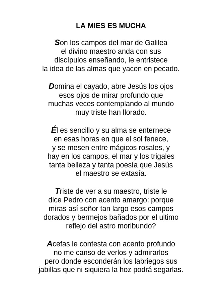 La Mies Es Mucha: Reflexión y Alabanza | PDF