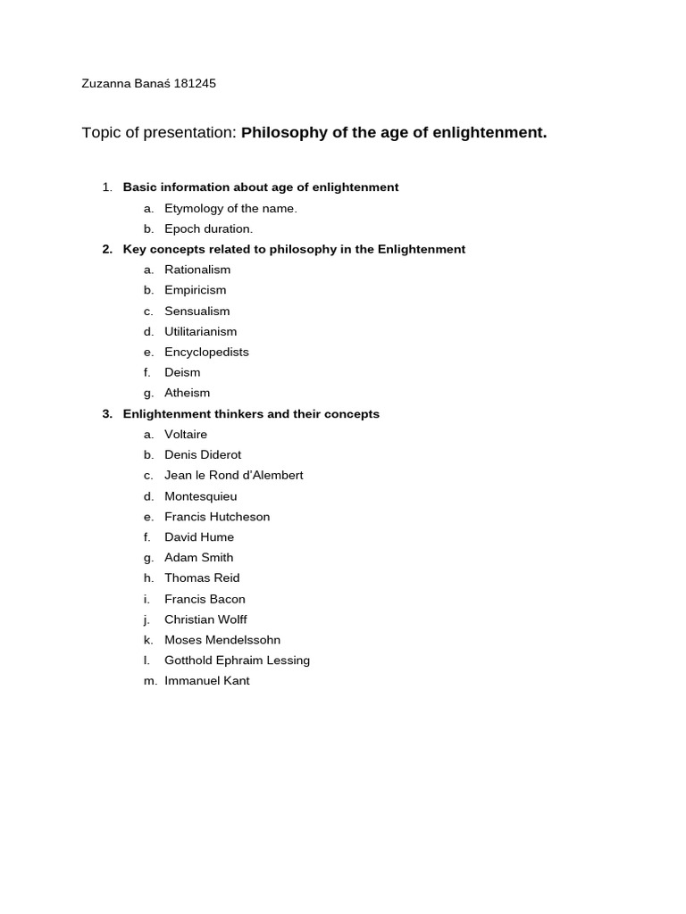 Presentation - Philospohy of Enlightenment | PDF | Social Science | History