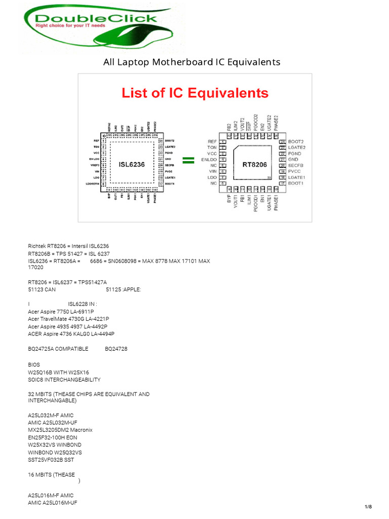 Laptop Motherboard IC Equivalents Guide | PDF | Classes Of Computers ...