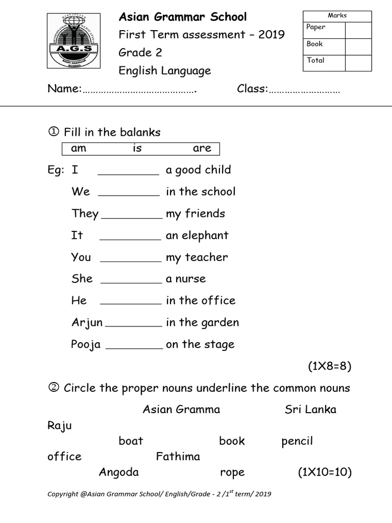 Gr2 - English - 1st Term - AGS - Matara | PDF | English Language ...