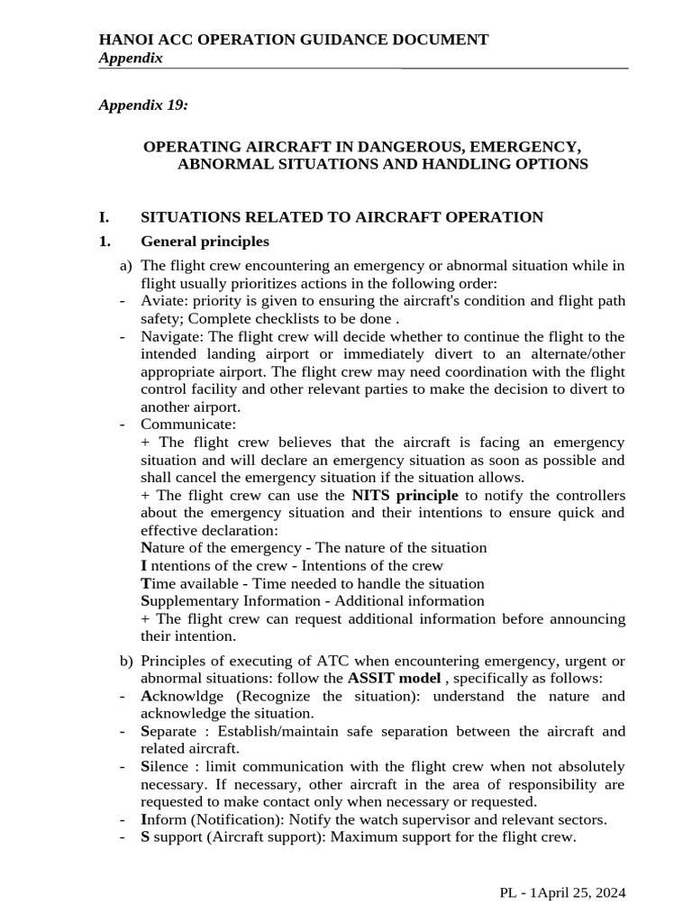 Emergency Aircraft Operation Guidelines | PDF | Air Traffic Control ...
