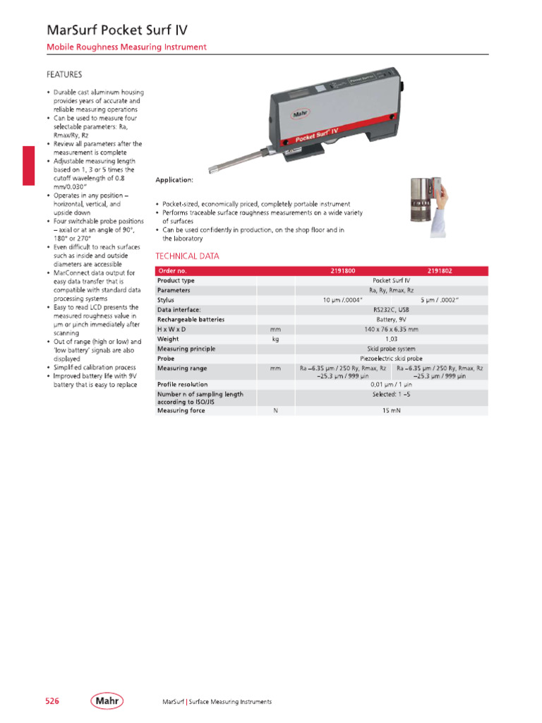 MarSurf Pocketsurf IV | PDF