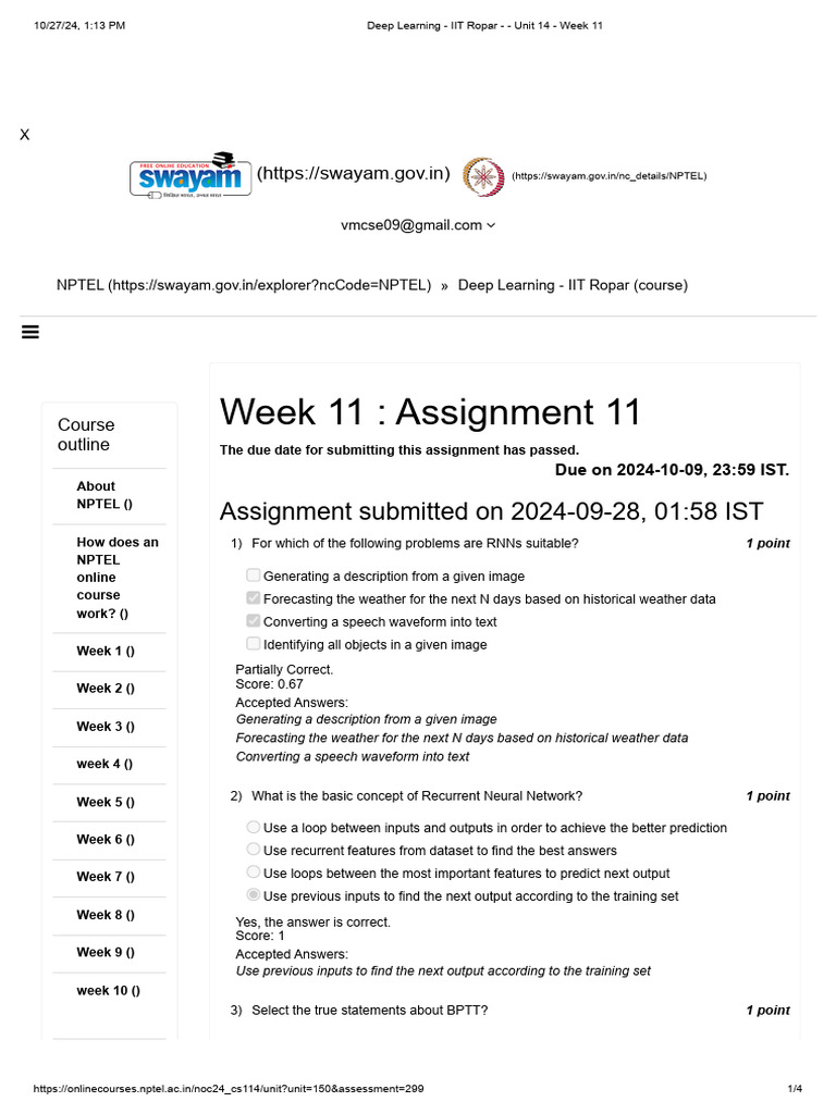 Deep Learning - IIT Ropar - - Unit 14 - Week 11 | PDF | Deep Learning | Applied Mathematics