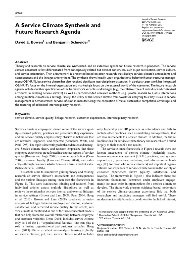Journal of Service Research-2014-Bowen-5-22 | PDF | Leadership ...