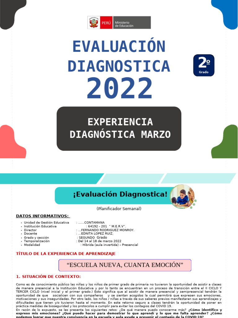 Evaluación Diagnóstica 2º Grado 2022 | PDF | Evaluación | Las emociones
