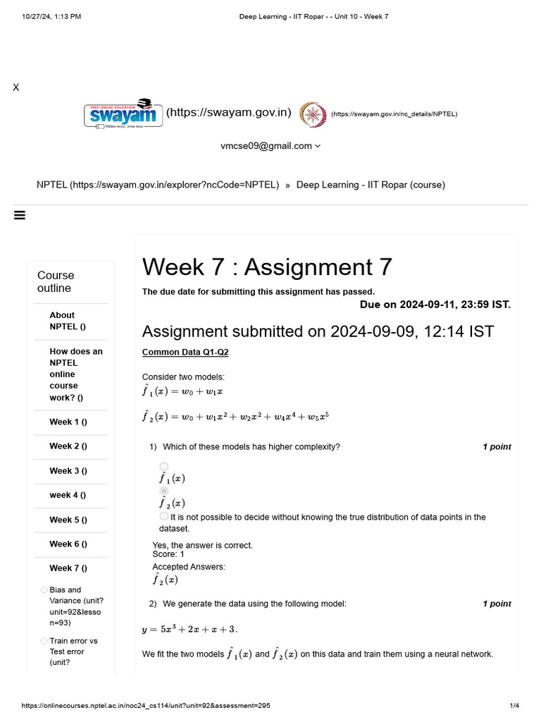 Deep Learning - IIT Ropar - Unit 10 - Week 7 | PDF | Cognitive Science | Applied Mathematics