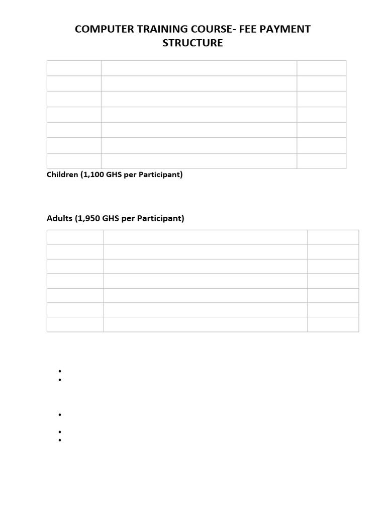 Computer Training-Payment Structure | PDF