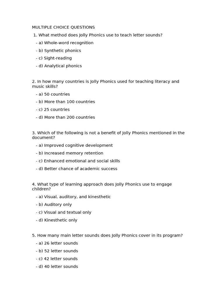 MULTIPLE CHOICE QUESTIONS | PDF