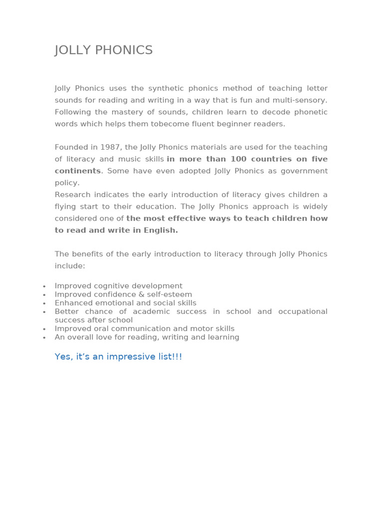 Jolly Phonics | PDF