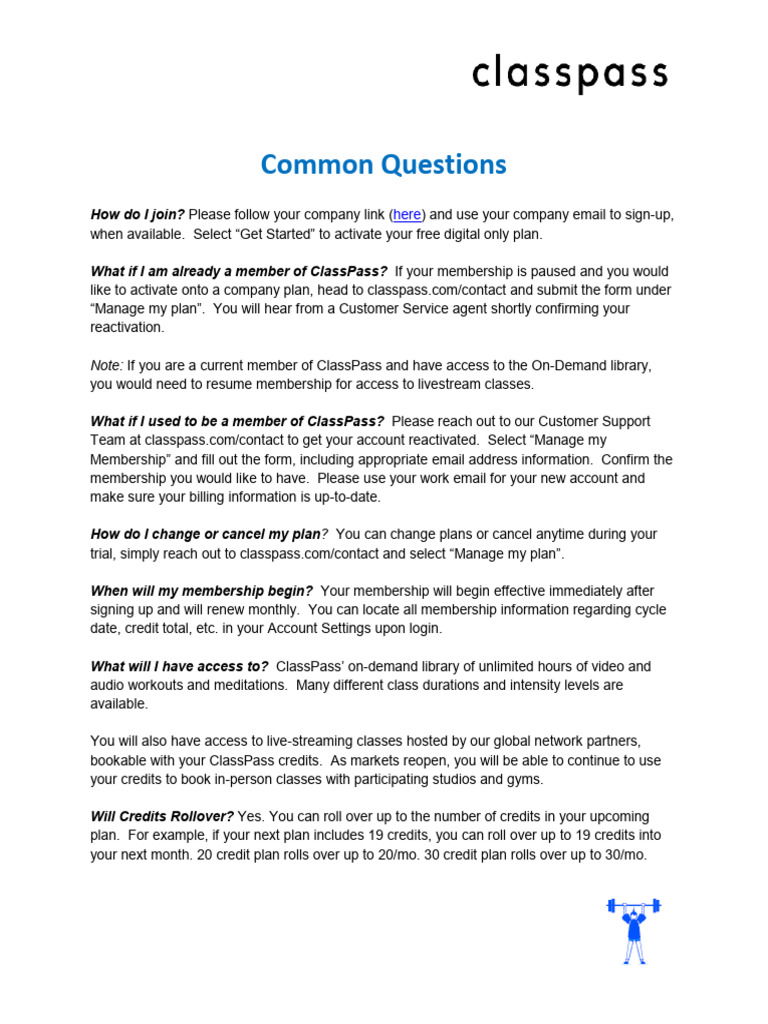 Classpass Common Questions | PDF | Internet | Cyberspace