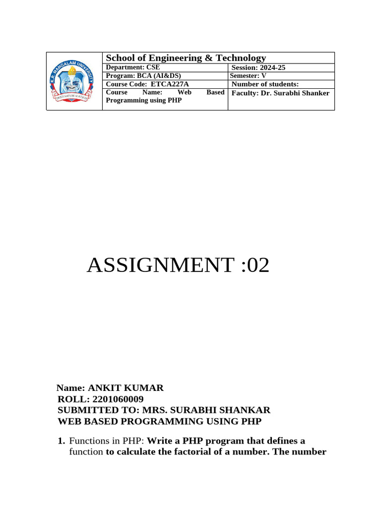 Ankit 09 Assignment 2 PHP | PDF | Login | Http Cookie