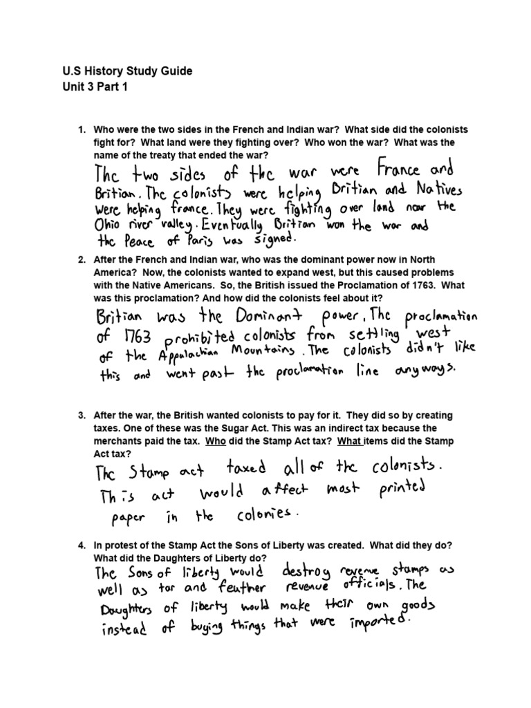 Unit 3 Part 1 Study Guide For Quiz | PDF | American Revolution ...