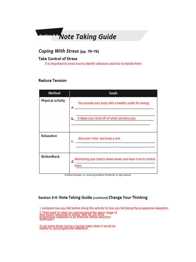 Coping with Stress: Note Taking Guide | PDF | Stress (Biology) | Stress ...