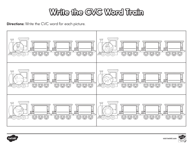 BW Kindergarten Write The CVC Word Train Activity | PDF