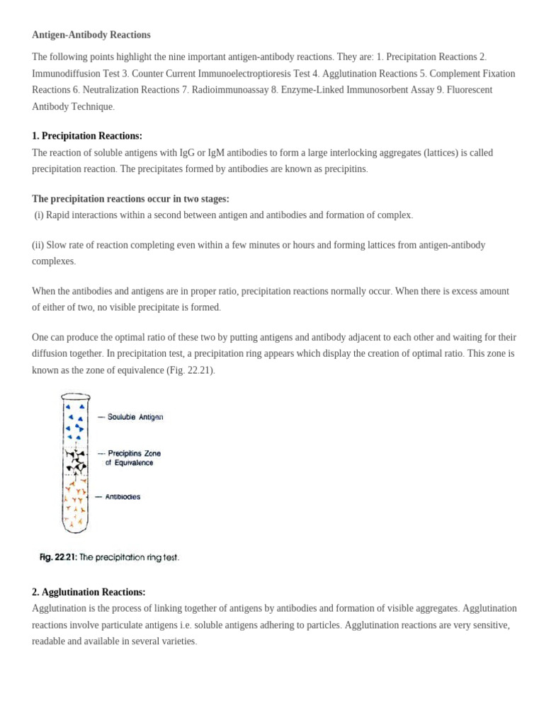 Antigen Antibody Reactions Notes | PDF | Antibody | Complement System