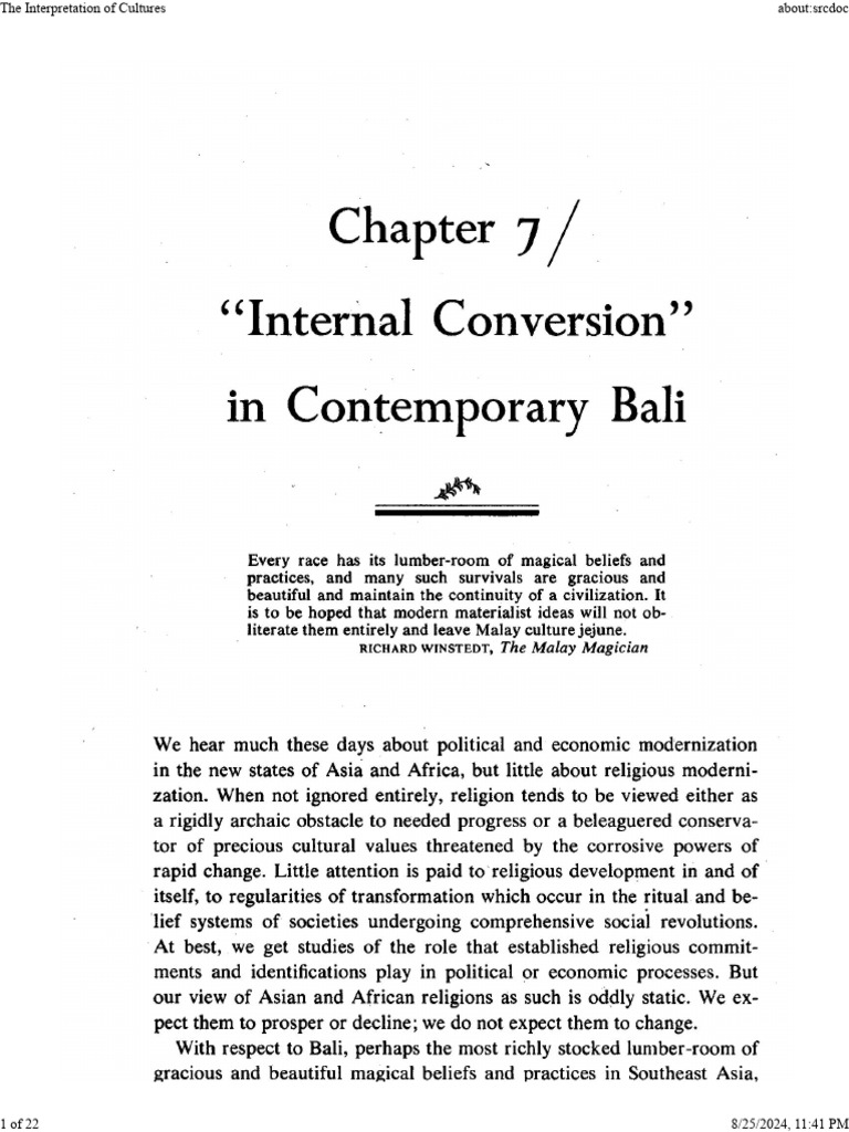 Geert 1973 'Internal Conversion in Contemporary Bali' | PDF | Social ...