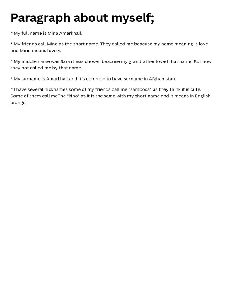Paragraph About Myself - 20241014 - 111819 - 0000 | PDF