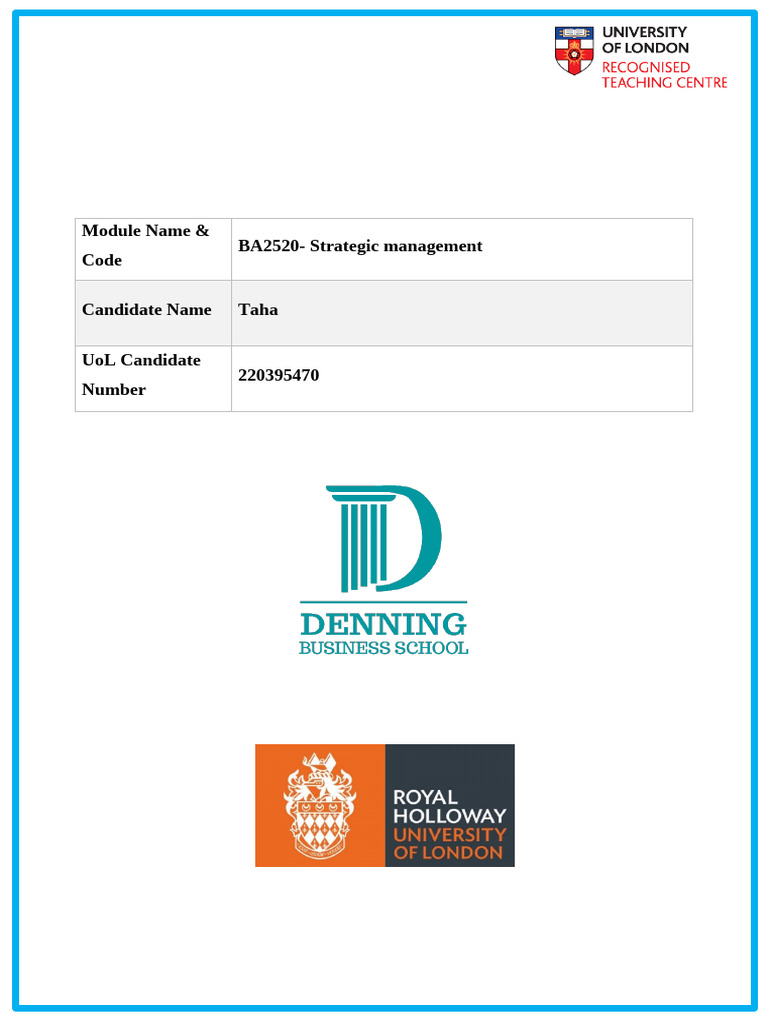 Strategic and Operations Management Merged Final - Taha Zanzibar. | PDF ...