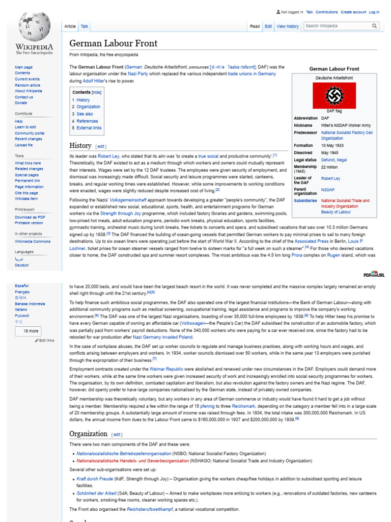En Wikipedia Org Wiki German Labour Front | PDF | Cost Of Living | Nazism