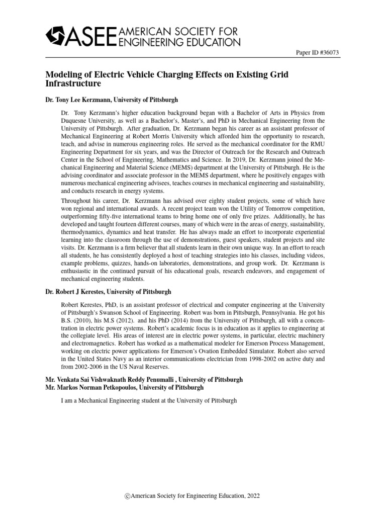 Modeling of Electric Vehicle Charging Effects On Existing Grid Infrastructure | PDF | Electric ...