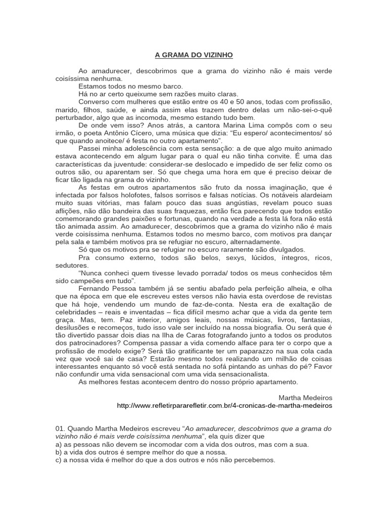 A GRAMA DO VIZINHO | PDF | Vida | Felicidade