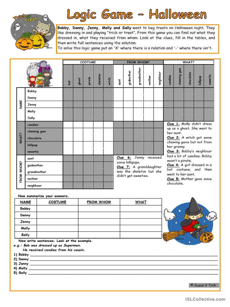 Halloween Logic Game Solution | PDF | Candy | Confectionery