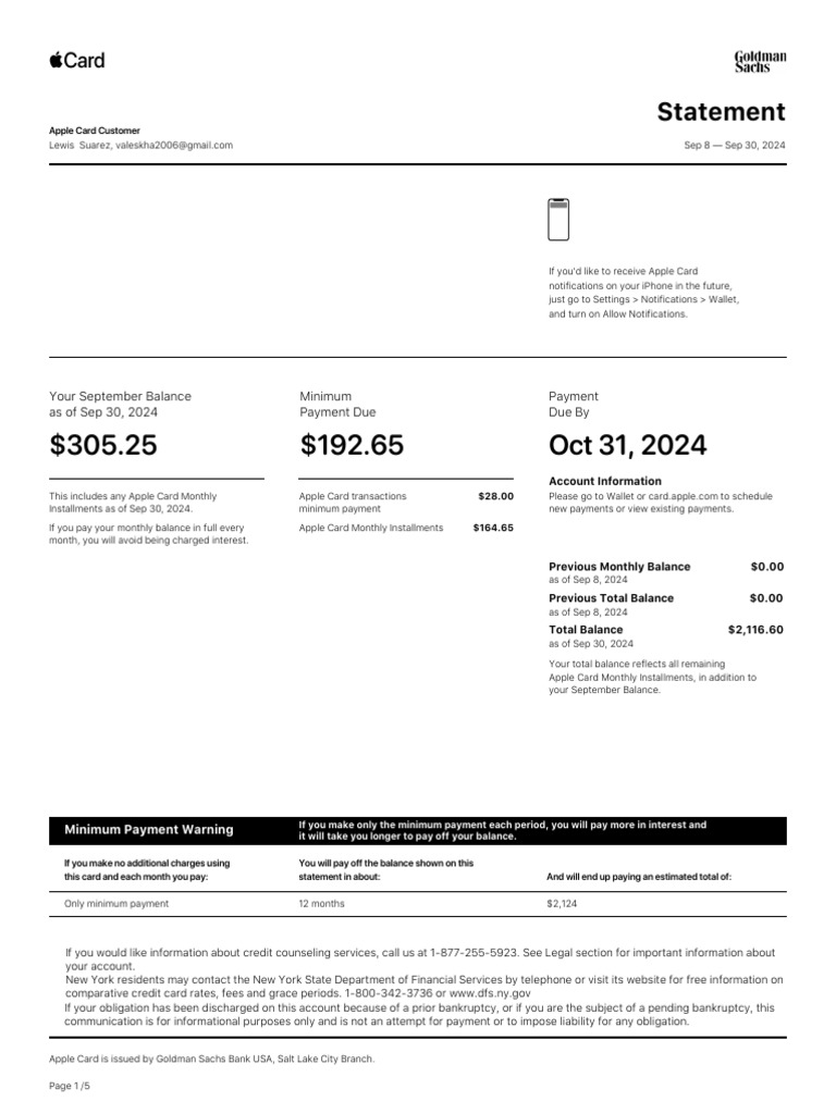 Apple Card Monthly Statement Overview | PDF | Credit Card | Interest