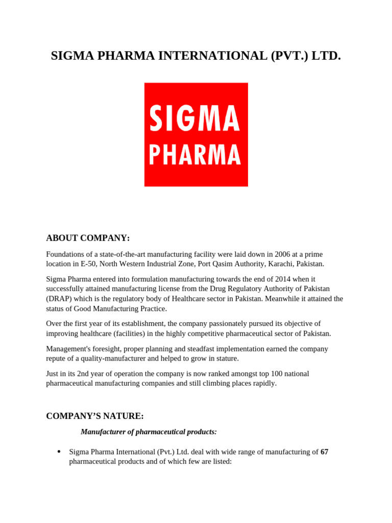 SBA (sigma) final | PDF | Pharmaceutical Industry | Pharmacy