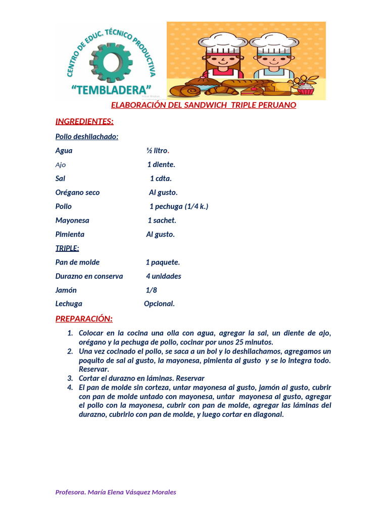 Elab - Sandwich Triple Peruano | PDF