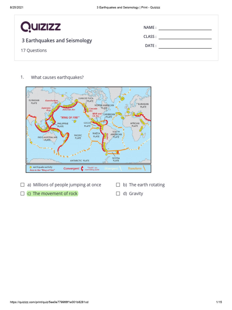 3 Earthquakes and Seismology - Print - Quizizz | PDF | Seismology ... 3 Earthquakes and Seismology - Print - Quizizz | PDF | Seismology ...