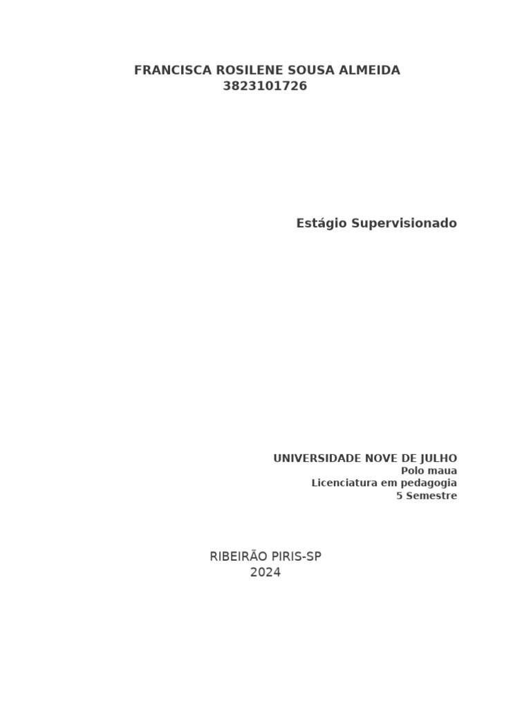 Modelo Relat Rio Est Gio | PDF | Pedagogia | Aprendizado